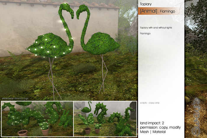 Second Life Marketplace - Sway's [Animal] Topiary . Flamingo
